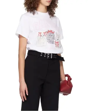 GANNI White Printed T-shirt With Animal Graphics - Multicolor
