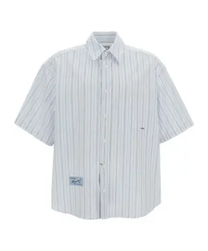 WOOYOUNGMI Striped Short-sleeved Shirt - White