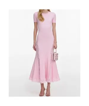 SELF-PORTRAIT Lace Trimmed Midi Dress