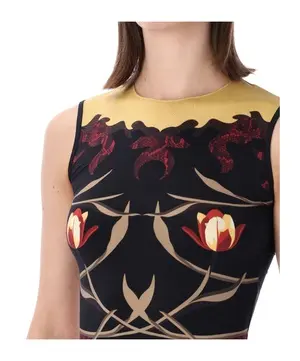 MARINE SERRE Sleeveless Floral Printed Crewneck Maxi Dress
