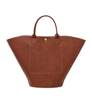 Longchamp Xl Épure Logo Debossed Tote Bag - Brown
