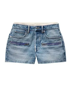 Alexander Wang Mid-waist Zipper And Button Closure Denim Shorts