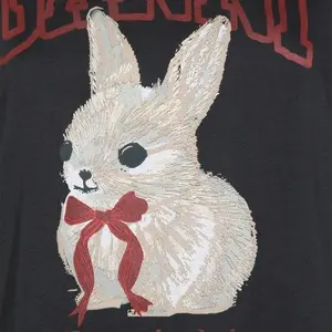 GANNI Cotton Rabbit Graphic T-shirt - Phantom Black