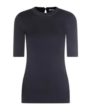 Brunello Cucinelli Embellished Round Neck T-shirt - Black