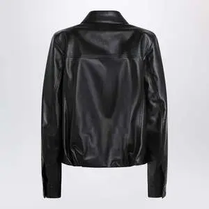 Loewe Button-up Cropped Leather Jacket - Black