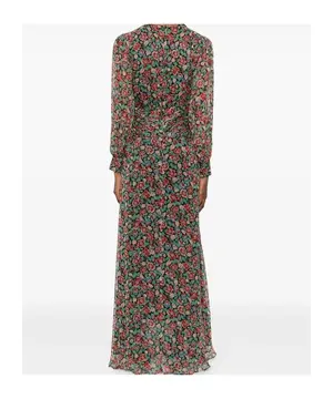 Rixo Meera Maxi Dress With Deep V-neck And Floral Print - Multicolor