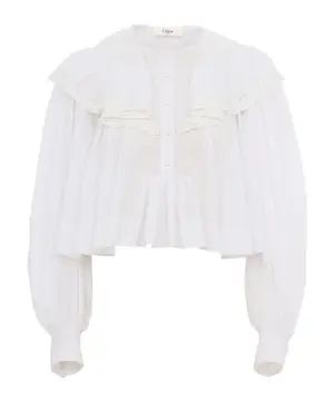 CHLOÉ Chloé Cropped Ruffle Top