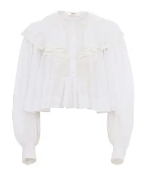 Chloé Cropped Ruffle Top - White