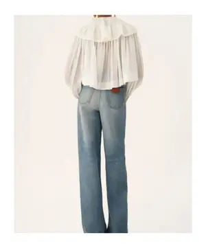 Chloé Cropped Ruffle Top - White