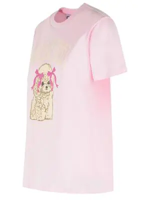 GANNI Poodle Logo Printed Cotton T-shirt