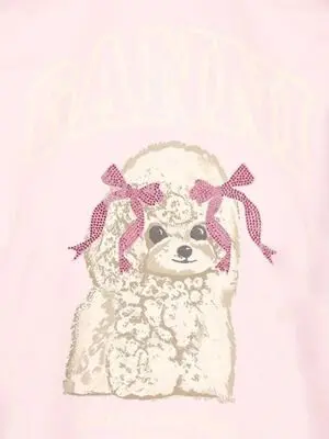 GANNI Poodle Logo Printed Cotton T-shirt