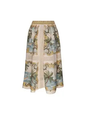 Farm Rio Royal Sea Printed Midi Skirt