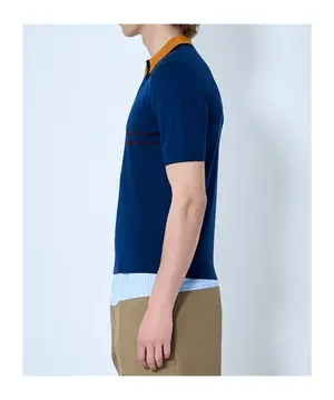 Dries Van Noten V-neck Color-blocked Knit Polo Shirt