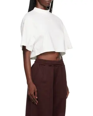 REEBOK Cropped T-shirt With Embroidered Logo And High Neck