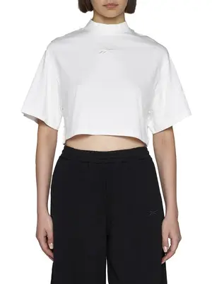 REEBOK Cropped T-shirt With Embroidered Logo And High Neck