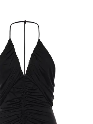 SELF-PORTRAIT Halterneck Ruched Maxi Dress With Open Back
