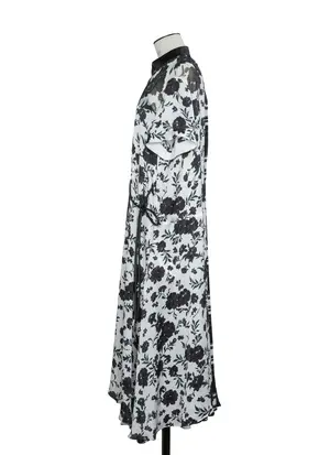 Sacai Floral Print Midi Dress With Pleated Details - White Multicolour