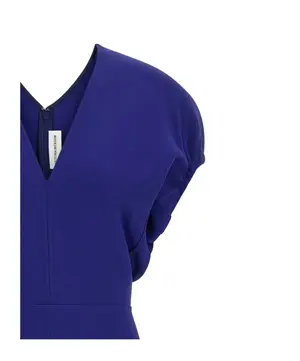 Victoria Beckham V-neck Belted Dress - Blue