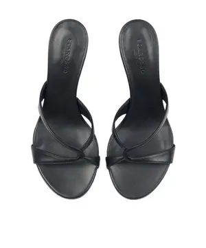 SCAROSSO Round-toe High-heeled Sandals With Crisscross Straps