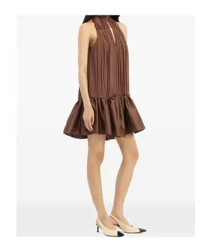 ROTATE BY BIRGER CHRISTENSEN Gathered Bow Mini Dress - Dark Brown