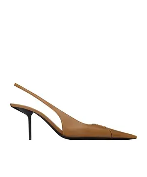 Saint Laurent Babylone 75 Slingback Pumps - Macadamia
