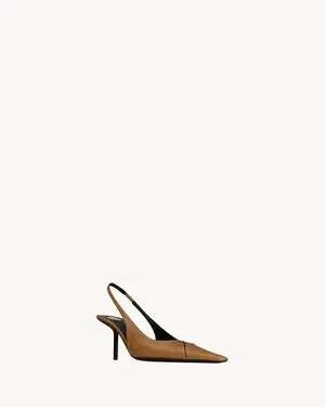 Saint Laurent Babylone 75 Slingback Pumps - Macadamia