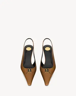 Saint Laurent Babylone 75 Slingback Pumps - Macadamia