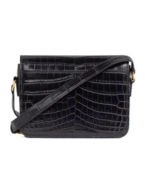 Celine Teen Triomphe Bag In Crocodile - Black