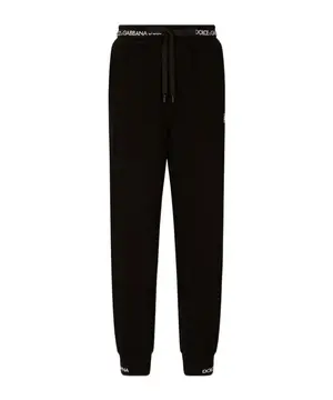 Dolce & Gabbana Logo Patch Drawstring Pants - Black