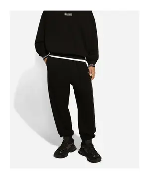 Dolce & Gabbana Logo Patch Drawstring Pants - Black