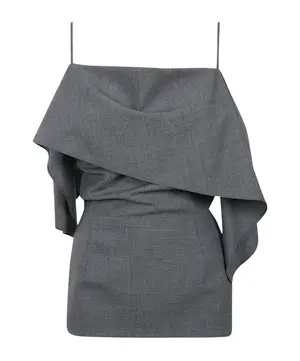 MAISON MARGIELA Sleeveless Ruffled Strap Top - Grey