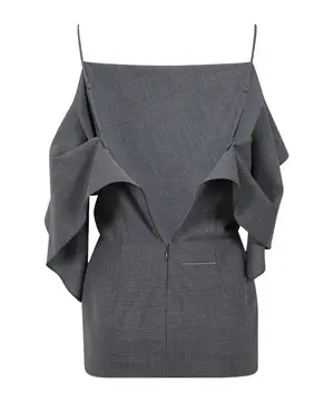 MAISON MARGIELA Sleeveless Ruffled Strap Top - Grey