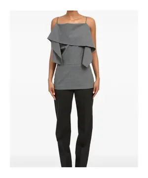MAISON MARGIELA Sleeveless Ruffled Strap Top - Grey