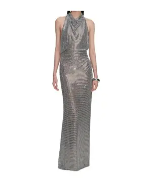 SELF-PORTRAIT Halterneck Maxi Dress With Backless Cut