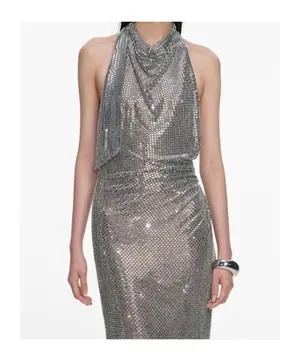 SELF-PORTRAIT Halterneck Maxi Dress With Backless Cut