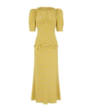 Alessandra Rich Ruffled Floral Silk Dress