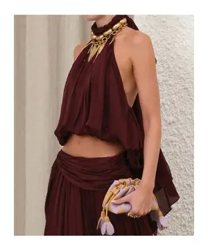 Zimmermann Luna Billow Halter Top - Grape Color