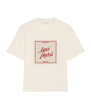 AMI Paris Heritage Printed Crewneck T-shirt - Ivory