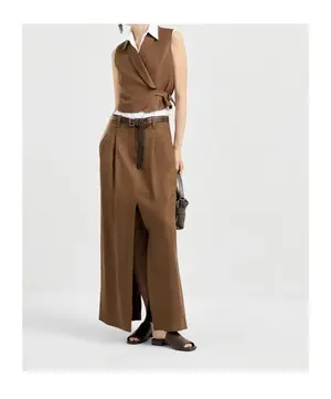 Brunello Cucinelli Sleeveless Shawl Collar Vest With D-ring Belt - Mou