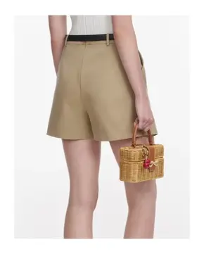 SELF-PORTRAIT Belted Pleated Shorts