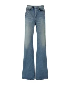 Saint Laurent Logo Patch Straight Leg Jeans