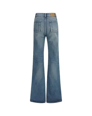 Saint Laurent Logo Patch Straight Leg Jeans