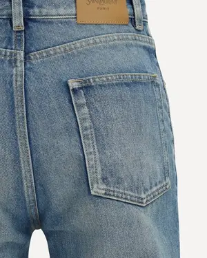 Saint Laurent Logo Patch Straight Leg Jeans