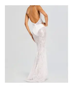 Retrofete Odessa Sequined Gown With Feathered Hem