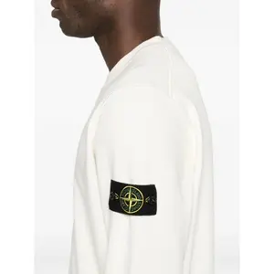 Stone Island Logo Patch Crewneck Sweatshirt - Ivory