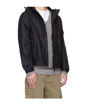Stone Island Logo Patch Hooded Jacket - Black