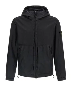 Stone Island Logo Patch Hooded Jacket - Black
