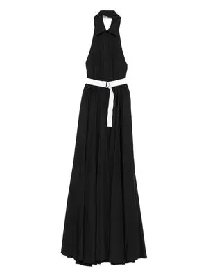 Norma Kamali Halterneck Belted Maxi Dress - Black