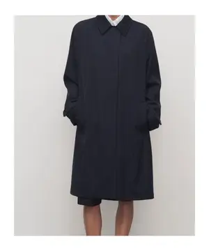 THE ROW Single-breasted Long Coat - Deep Navy Blue