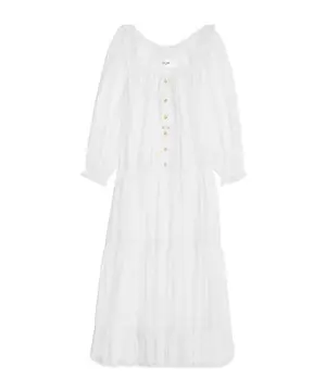 Celine Embroidered Folk Dress In Cotton Muslin